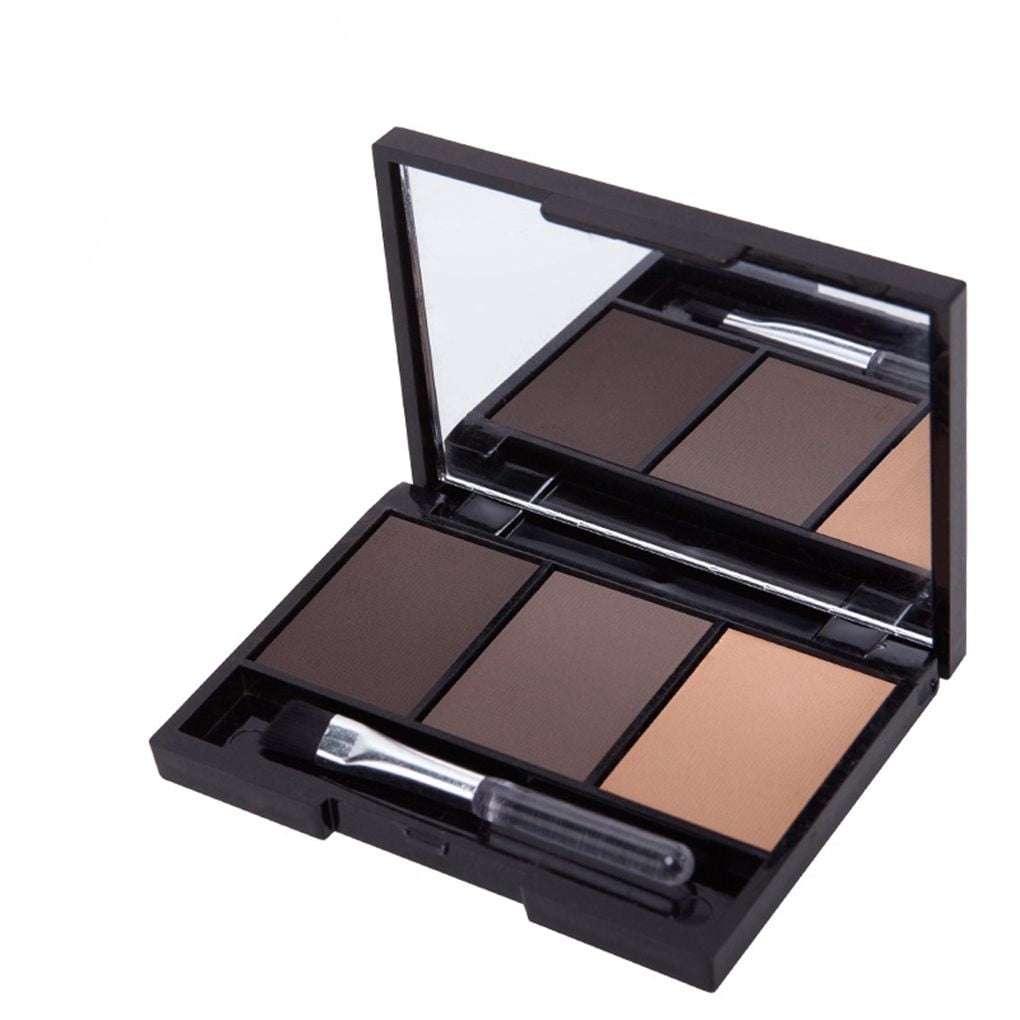 3 Colors Long Lasting Eyebrow Powder Shadow Palette with Soft Brush and ...