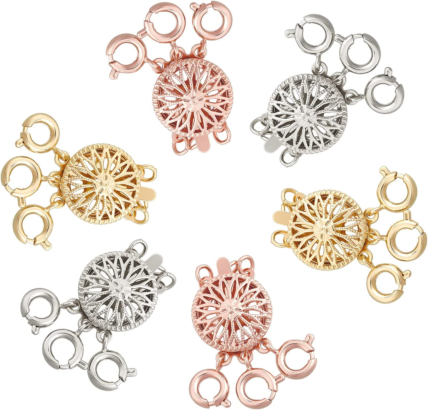 3 Colors Necklace Layering Clasp Multi-Strand Flower Connectors Spacer ...