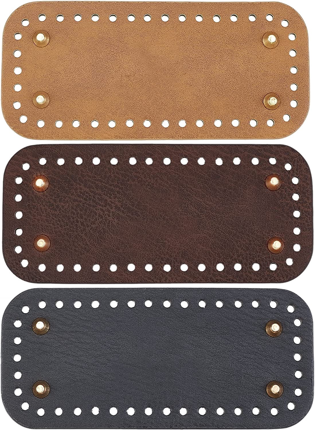 3 Colors PU Leather Bag Bottom for Knitting Crochet Oval Long Bag Nail ...