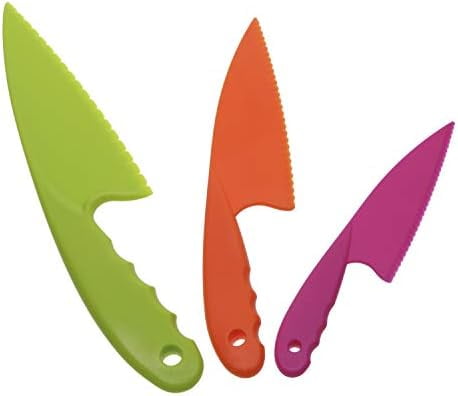3 Colors Plastic Knife Set 3 Sizes Nylon Knife Safety Cooking Chef ...
