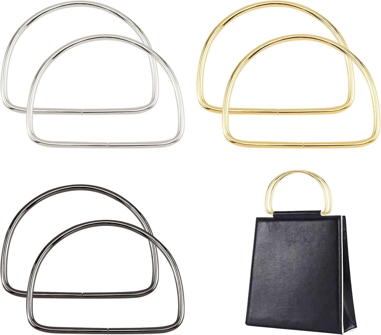 3 Colors Purse Handles Replacement 6pcs Metal Handles Frame 5.3 Inch ...