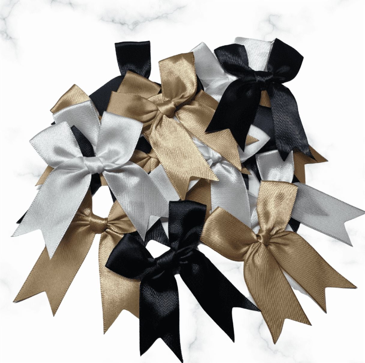 3 Colors Silver and Gold White Bows 12 ct - Walmart.com