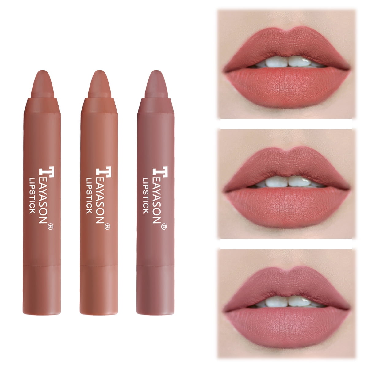 3 Colors Smooth Matte Lipstick Pack Set, Moisture Longwear Color Stick ...