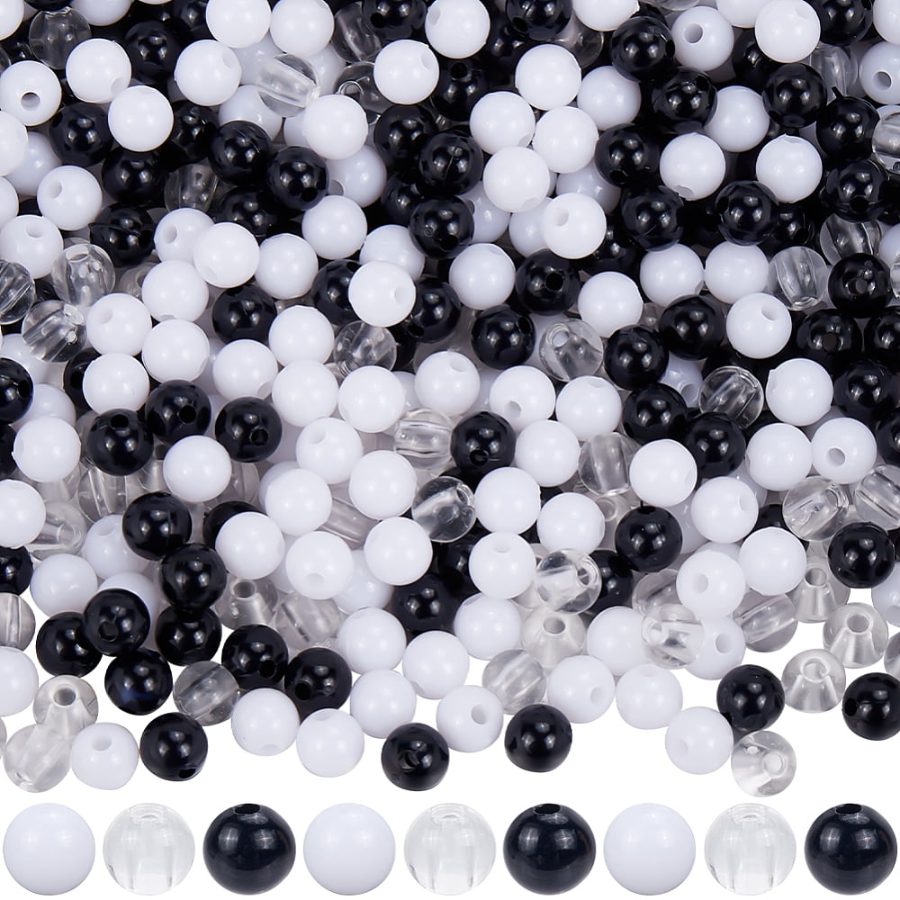 3 Colors Transparent Opaque Acrylic Beads Round Mixed Color 6x5-5.5mm ...