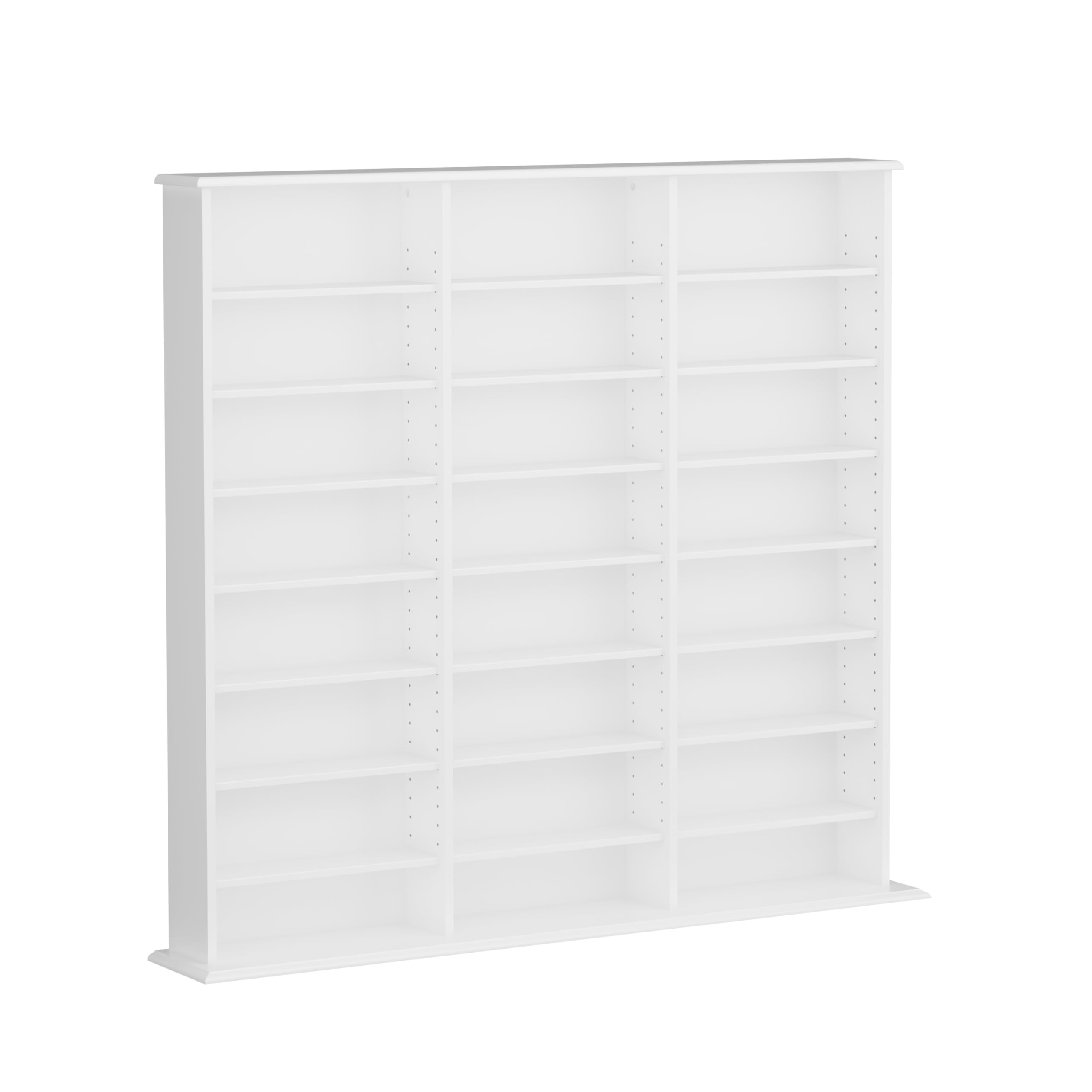 3 Column 51" Tall White Display Multimedia Cabinet, Wood Media Storage ...