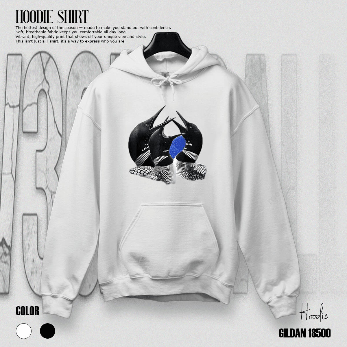 3 Common Loon Howling At The Moon Funny Birdwatcher Birder Hoodie Shirt ...