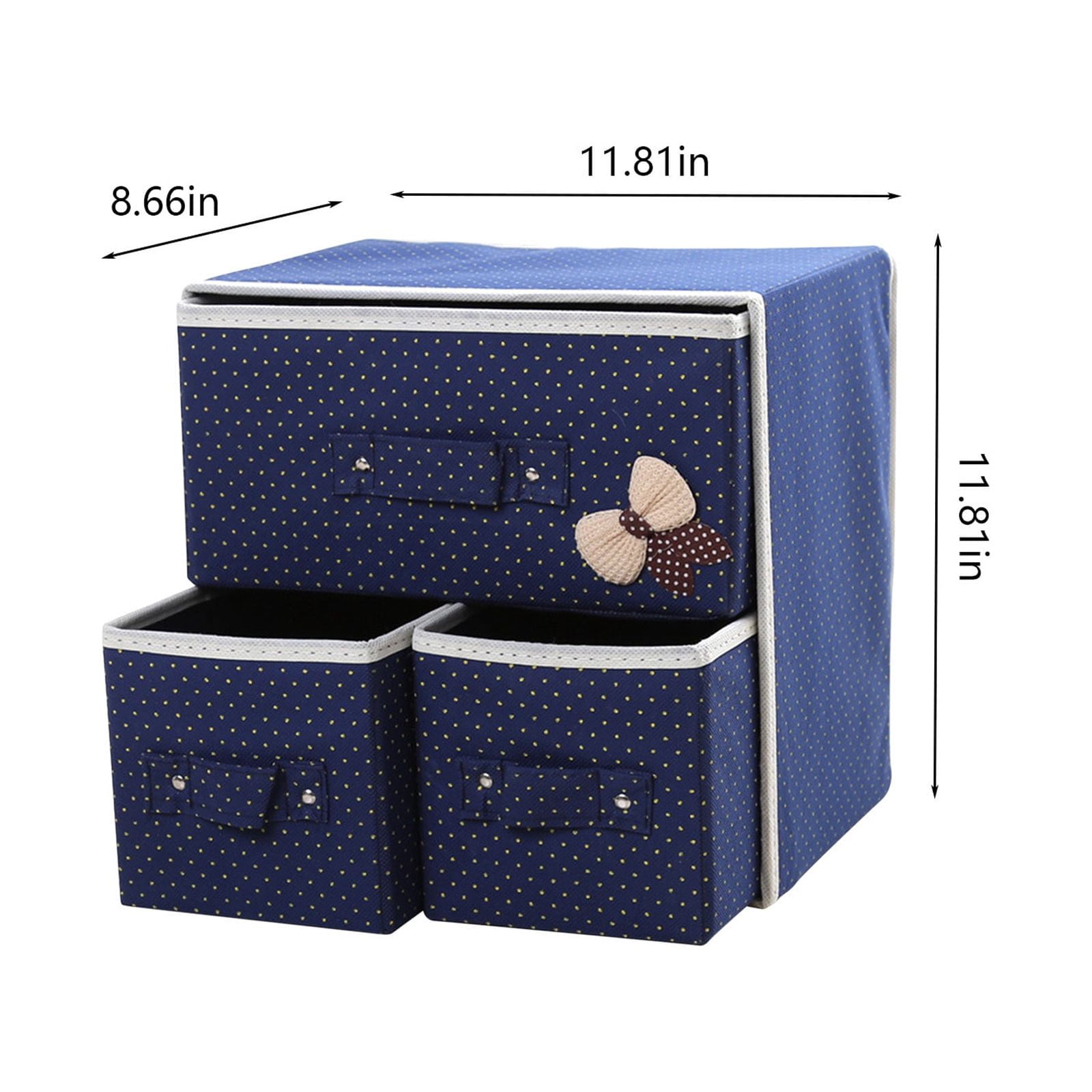 3 Compact Storage Organization Drawer Set - Fabric Three Drawer Box ...