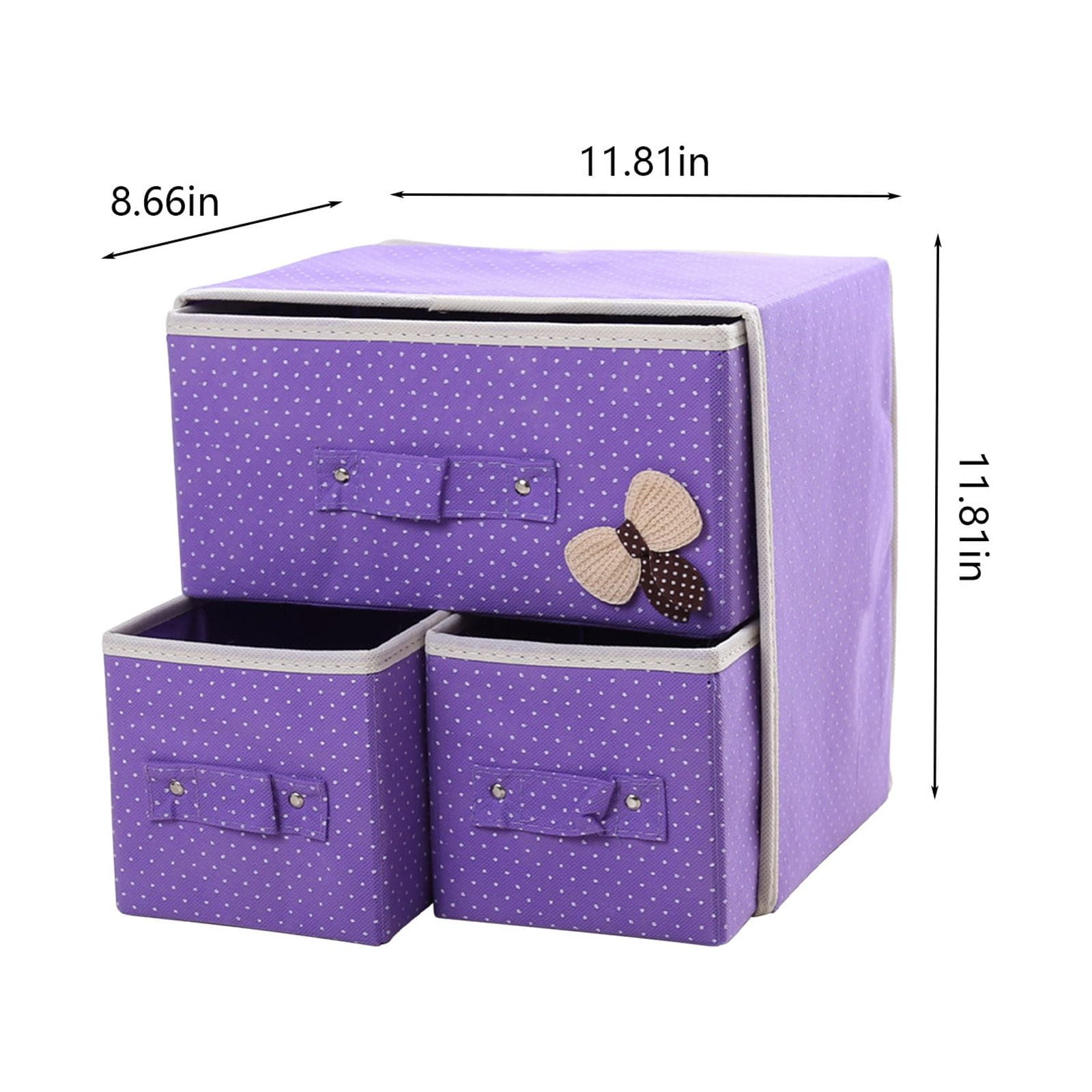 3 Compact Storage Organization Drawer Set - Fabric Three Drawer Box ...