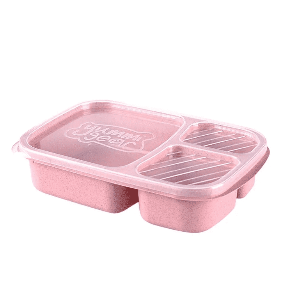 3-Compartment Bento Lunch Box with Lid – Reusable Food Storage ...