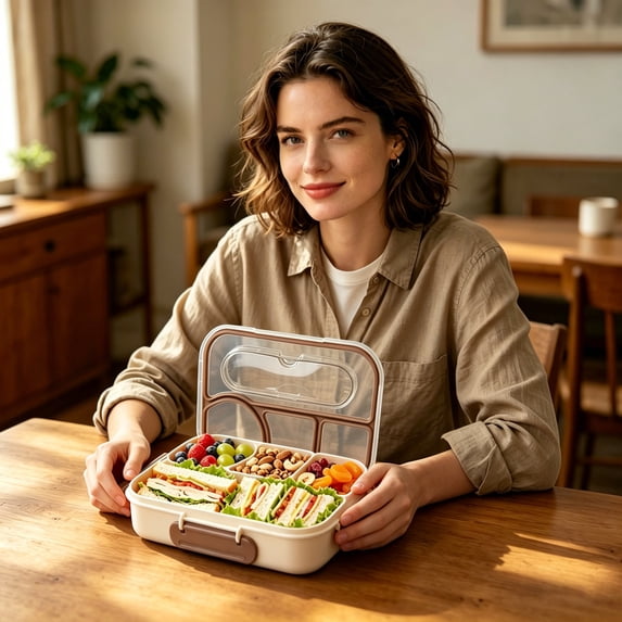 3 Compartment Bento Lunch Compartment, Tight Close Divided Meals ...