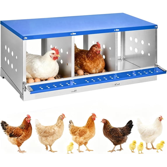 3-Compartment Chicken Nesting Box Galvanized Steel Roll Away Egg Laying ...