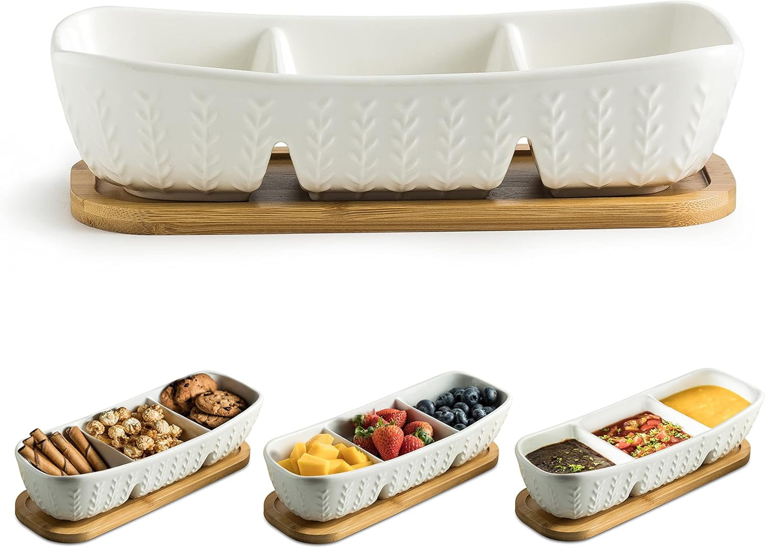 3 Compartment Condiment Tray Hospitality Tray, Chip and Dip Bowl with ...