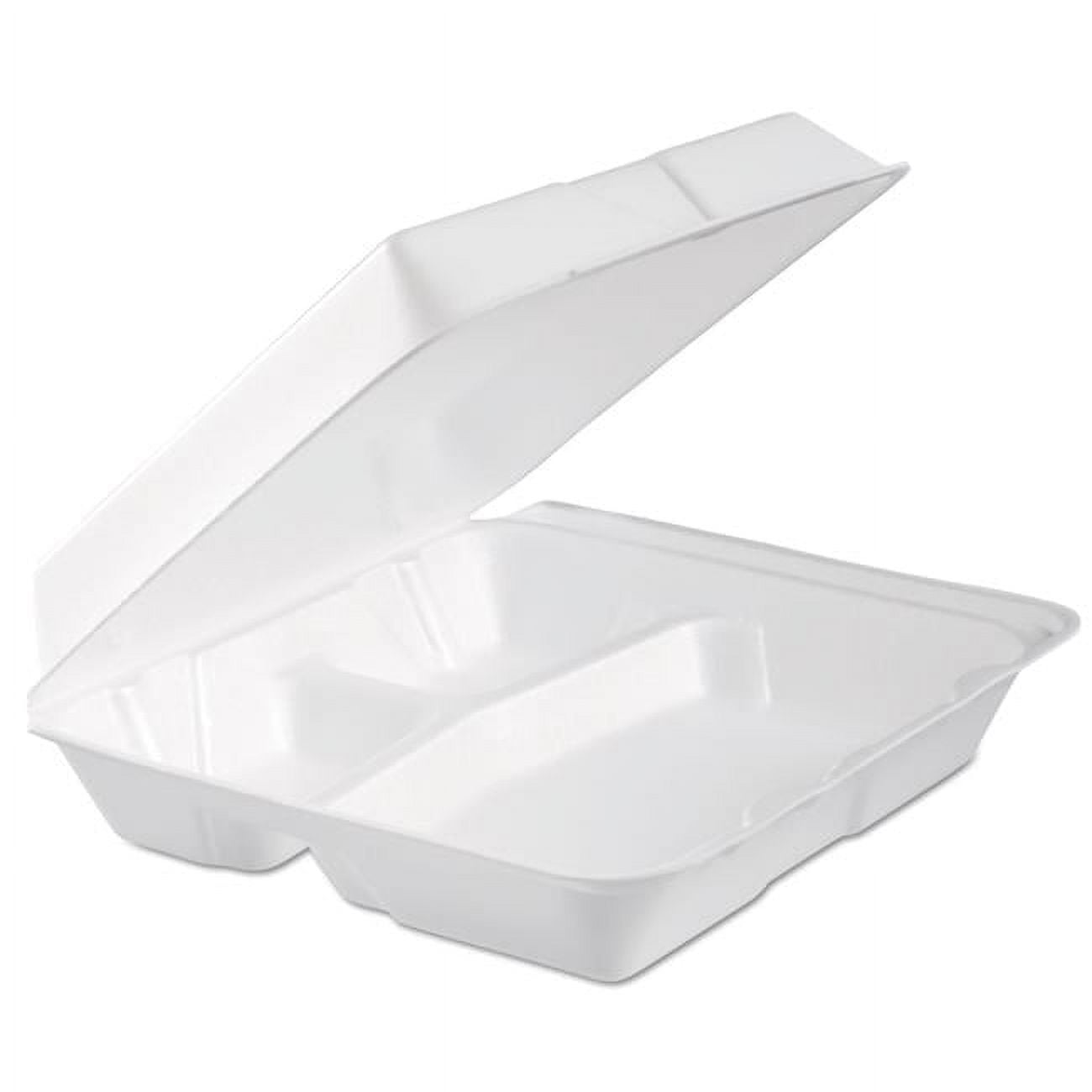 3-Compartment Foam Hinged Lid Container, White - Large - Walmart.com