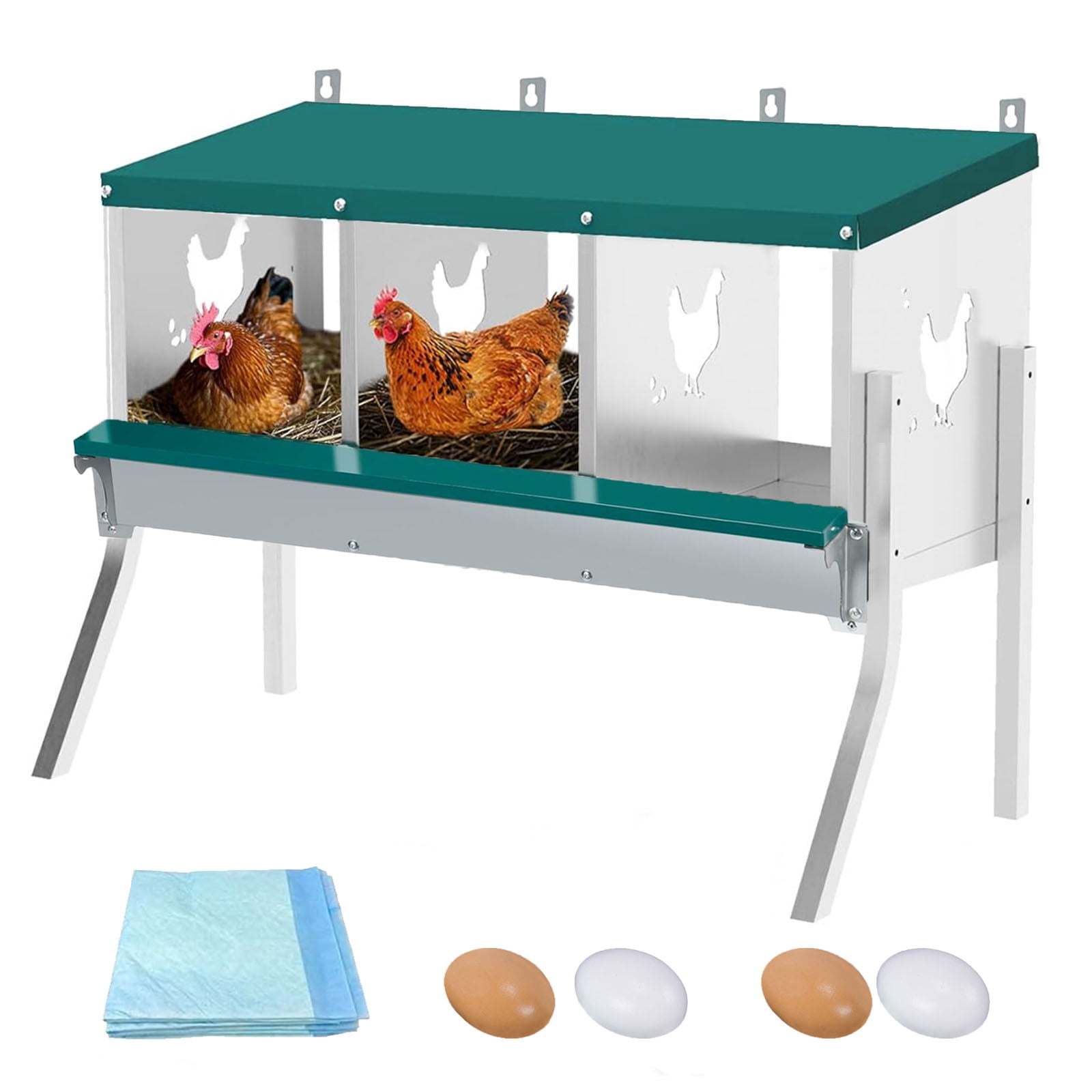 3 Compartment Large Metal Chicken Nesting Boxes for Laying Eggs, Heavy ...