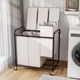 3-Compartment Laundry Cart with Lockable Wheels & Lid 180L Large ...