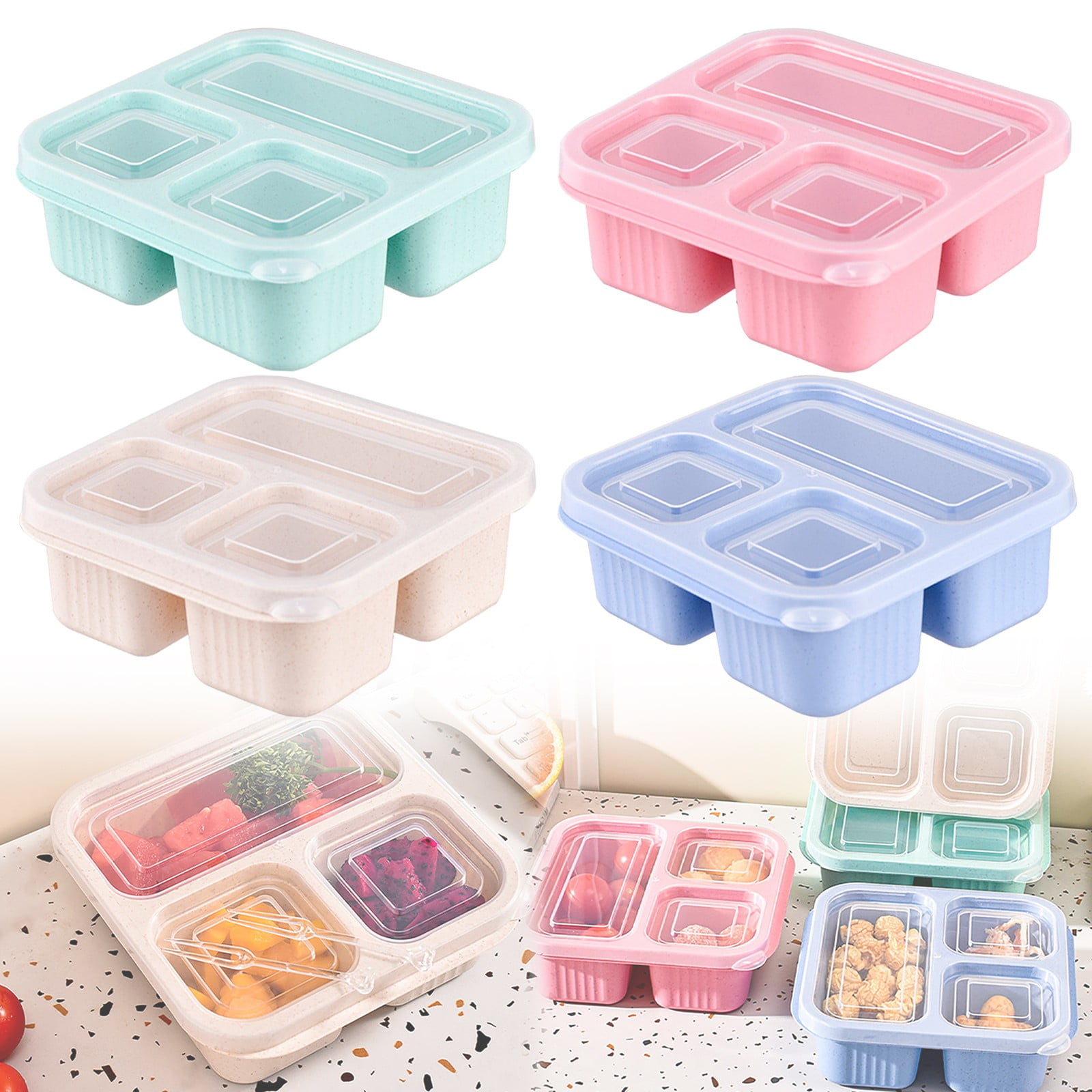 3-Compartment Lunch Box, 3-Compartment Adult Lunch Box - Reusable ...