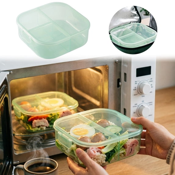 3 Compartment Lunch Box With Lid Portable Bento Container For Office ...