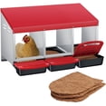 3-Compartment Metal Chicken Nesting Box with Hay Mats Roll Away Egg ...