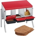 3-Compartment Metal Chicken Nesting Box with Hay Mats Roll Away Egg ...