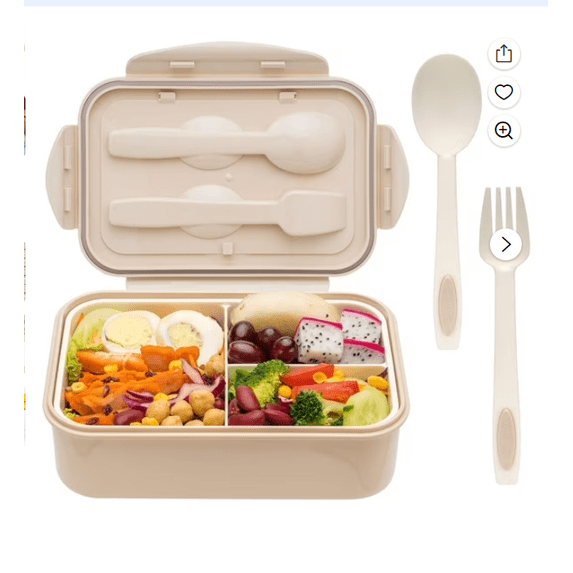 3 Compartment Portable Lunch Box, Bento with Stainless Insert BPA Free ...