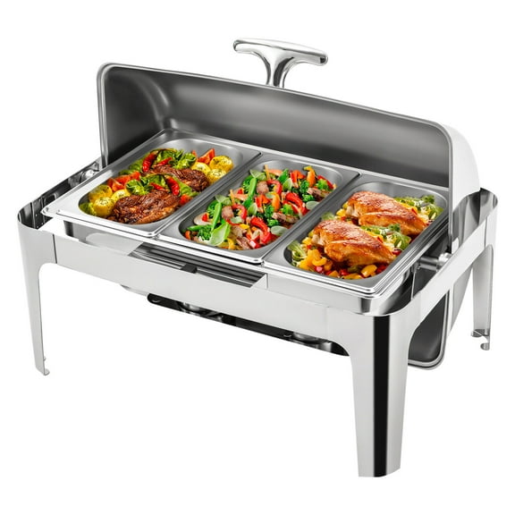 Wilprep 8qt Stainless Steel Chafing Dish Buffet Set, Hot Food Serving Tray, Catering Warmer 2 ...