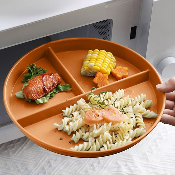 3 Compartment Round Divided Tray, Meal Prep Dish, Microwave Dishwasher ...