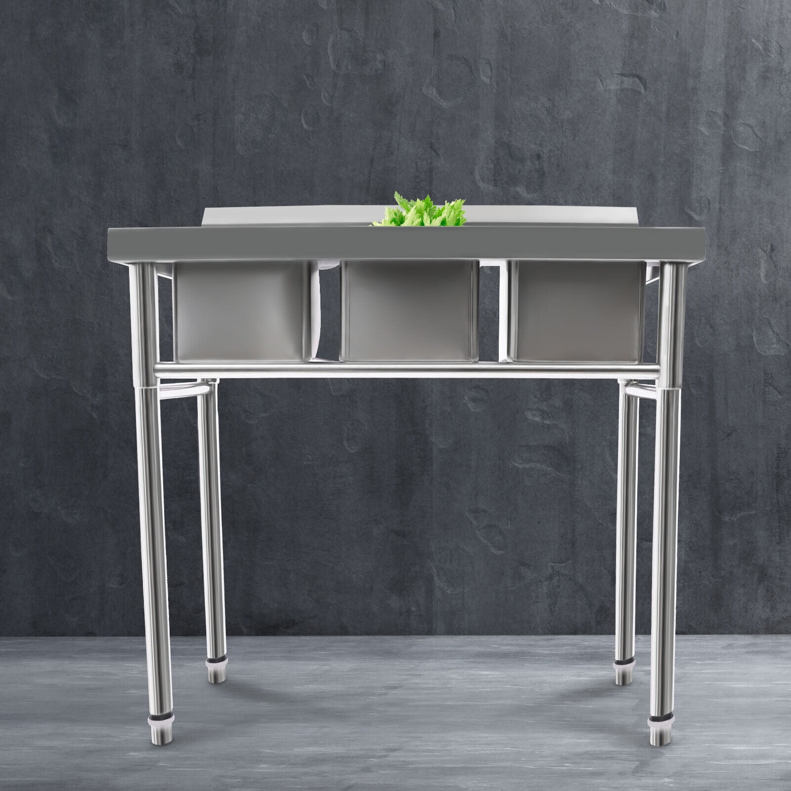 3-Compartment Sink Bowl Kitchen Stainless Steel Catering Prep Table ...