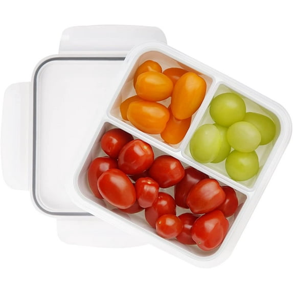 3 Compartment Snack Container, Small Divided Food and Snack Container ...