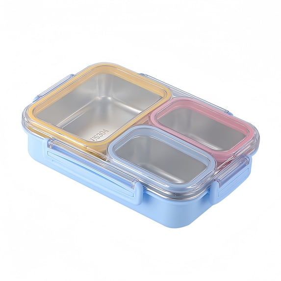 3 Compartment Stainless Steel Lunch Box with Leak-Proof Lids Food ...