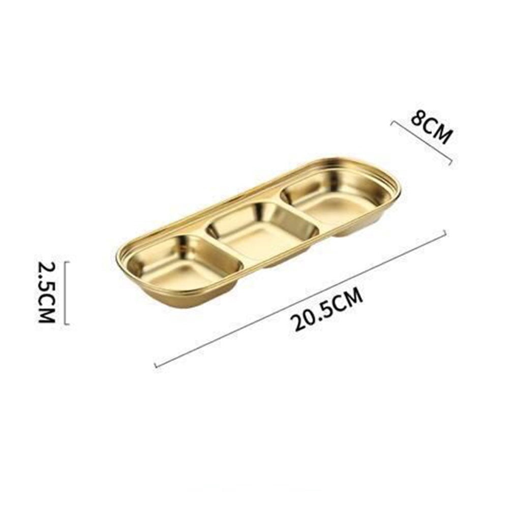 3 Compartment Stainless Steel Sauce Plate Mini Platter Sushi Platter ...