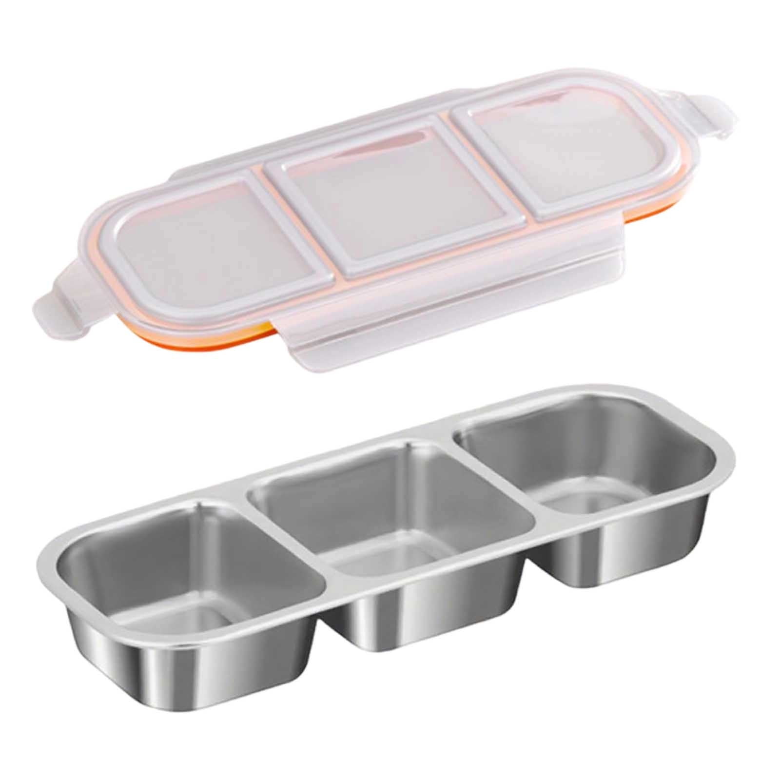 3-Compartment Stainless Steel Snack Container - Reusable Divided Food ...