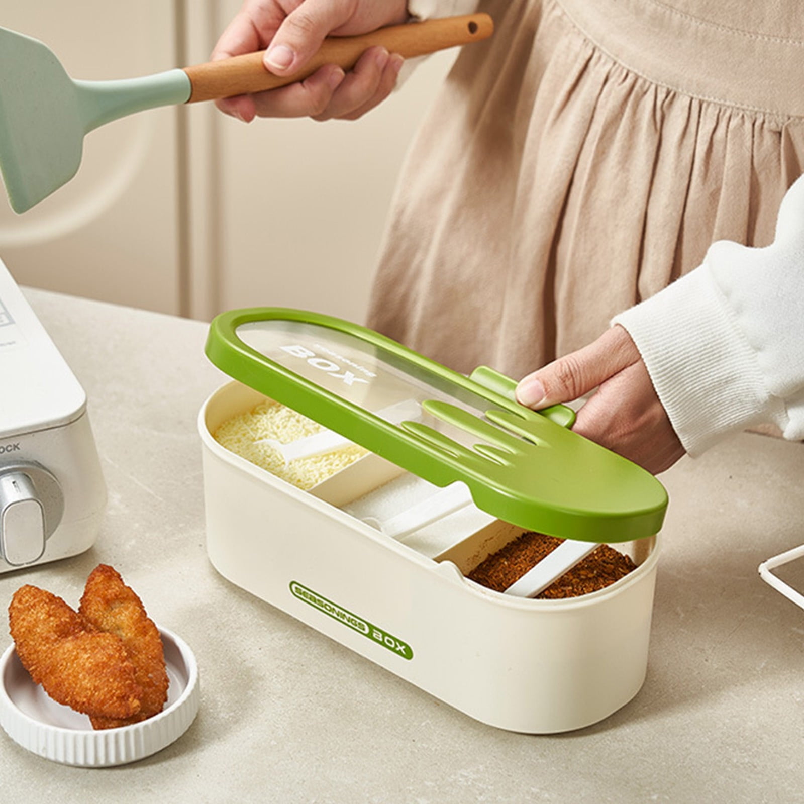 3-Compartment Standing Spice Jar - Leakproof Food Grade Plastic ...