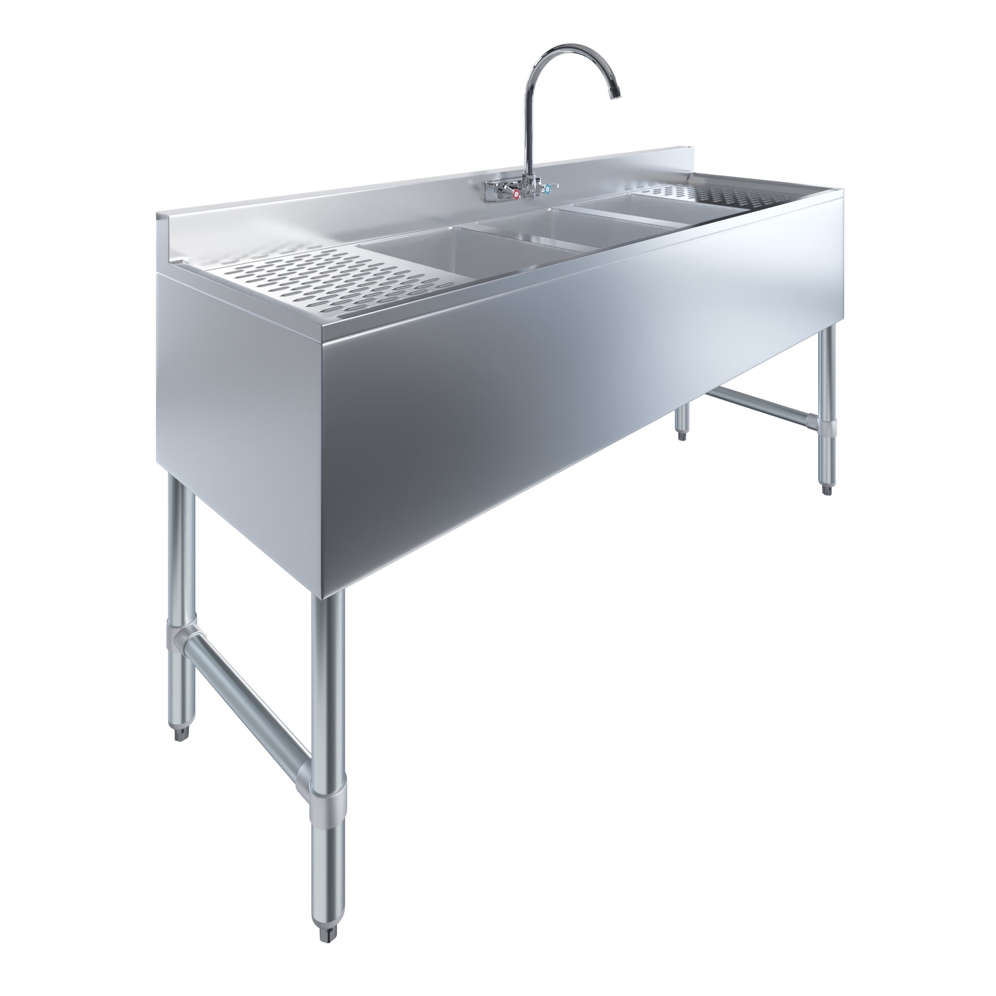 Walmart Stainless Steel 3 Compartment Under Bar Sink with 12 ...