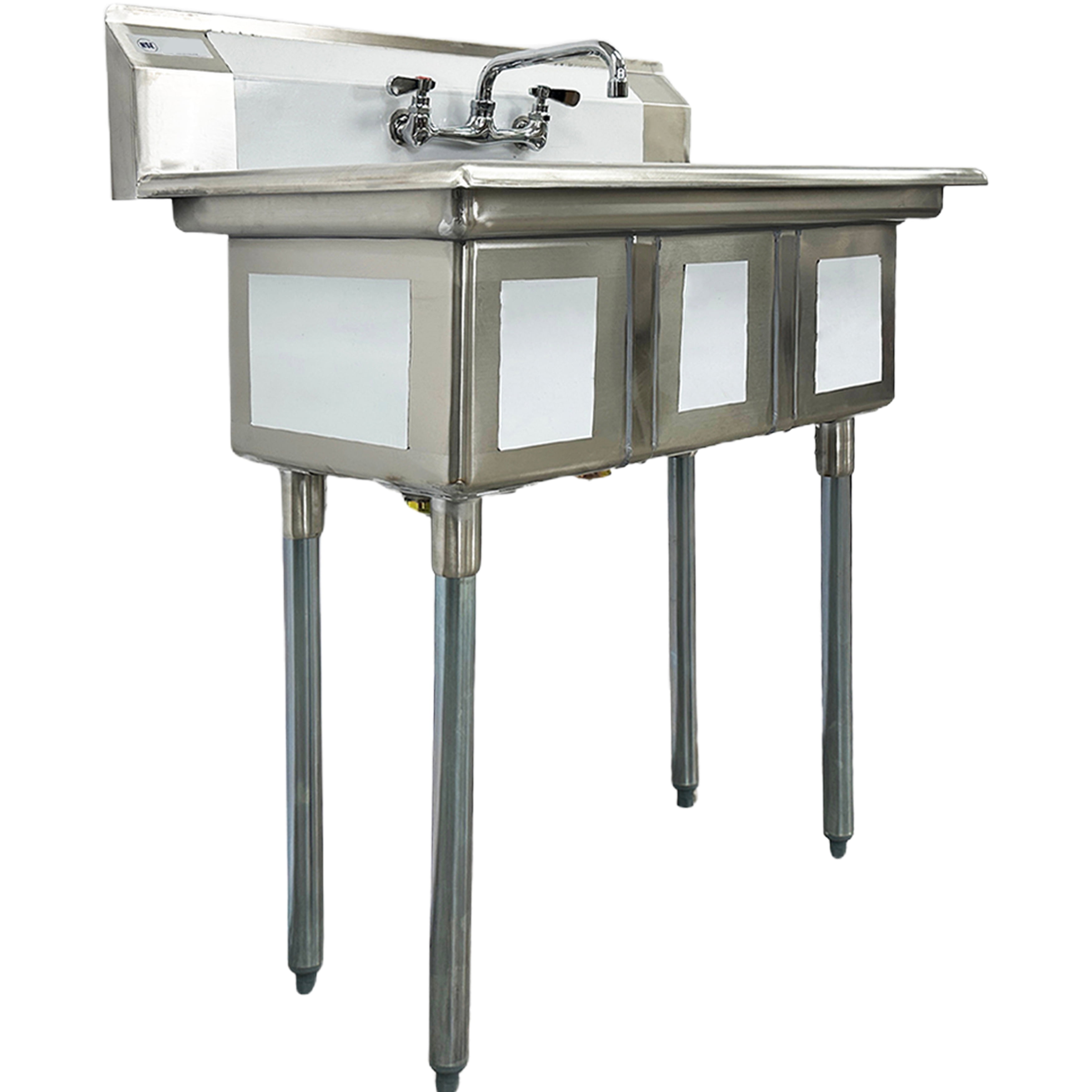 3 Compartment Utility Sink with Faucet, NSF 36x43 in. Commercial ...