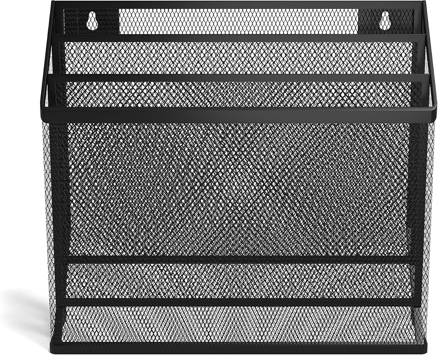 3 Compartment Wire Mesh File Organizer Matte Black 2 Pack Tr57553