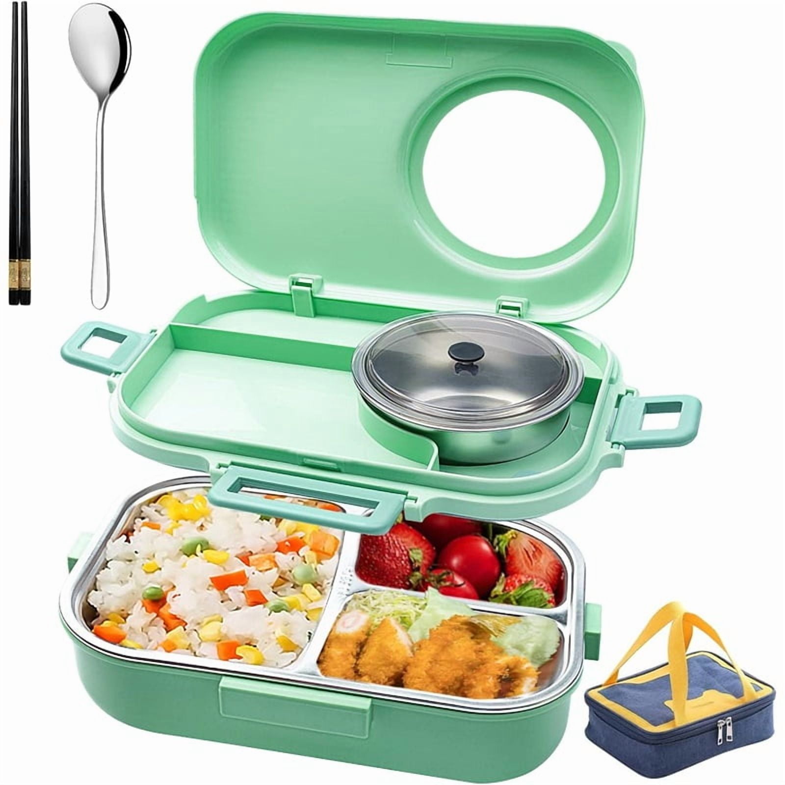 3 Compartments Bento Lunch box with Soup Bowl, Insulated Lunch Bag and ...