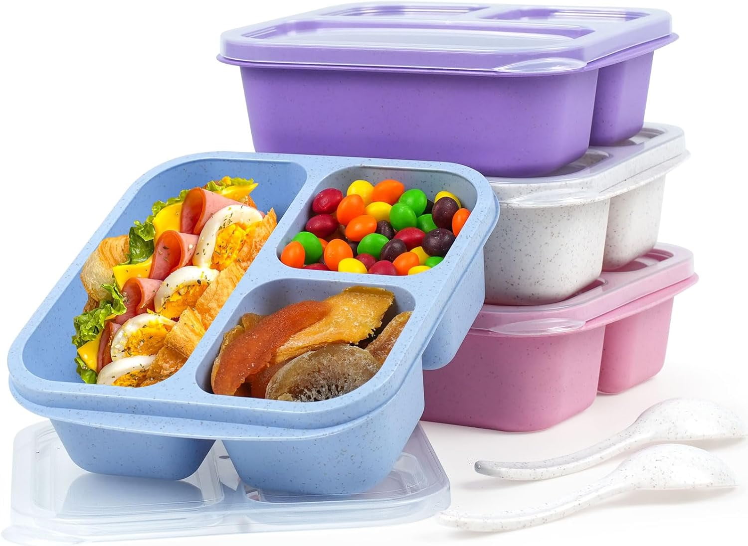 3 Compartments Snack Containers (4 Pack), BPA-Free Snackle Box ...