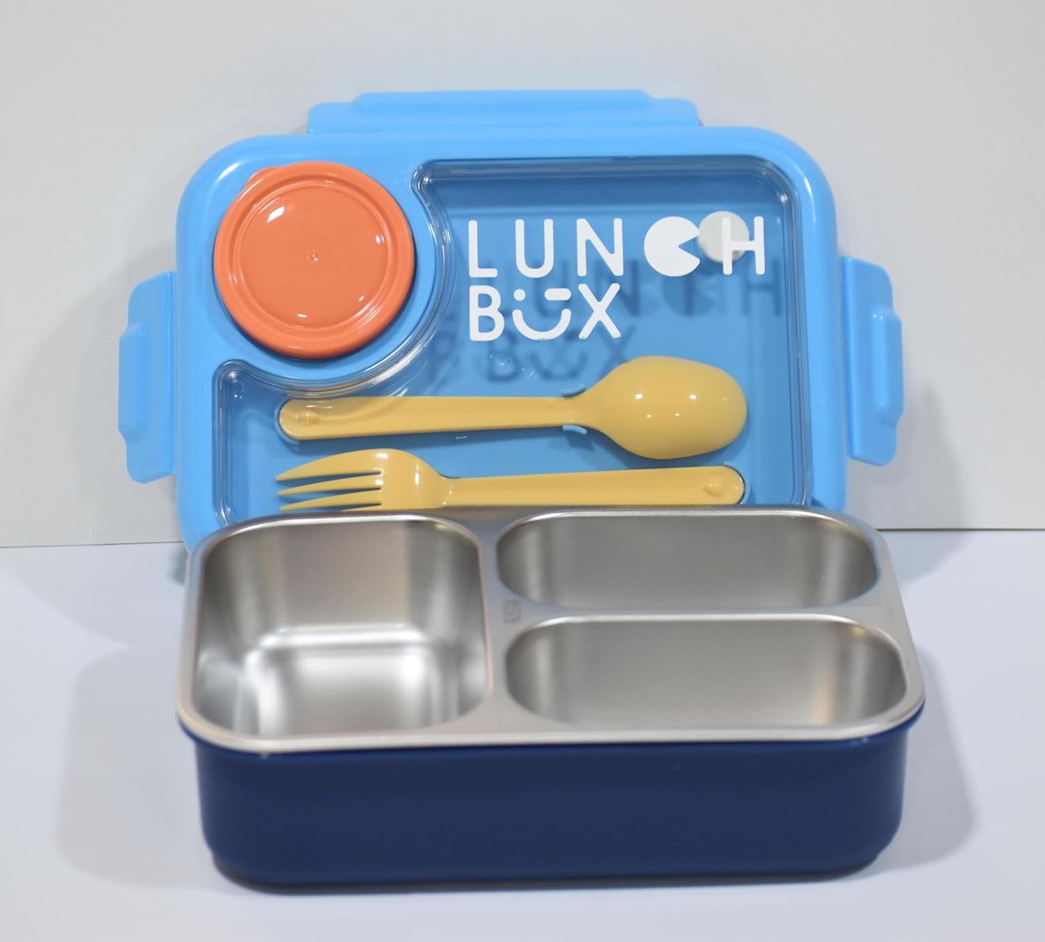 3 Compartments Stainless Steel Lunch Box Leak Proof Tiffin box Steel Container with BPAfree ...