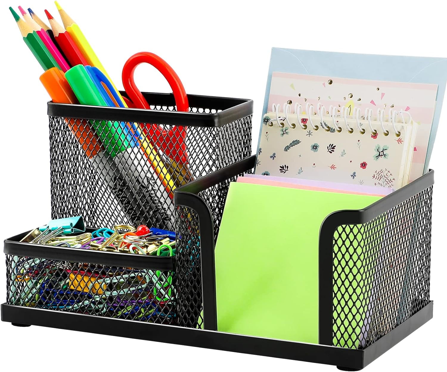 3 -Compartments Stationery Organiser Mesh Desk Organizer 9 Grid Storage ...