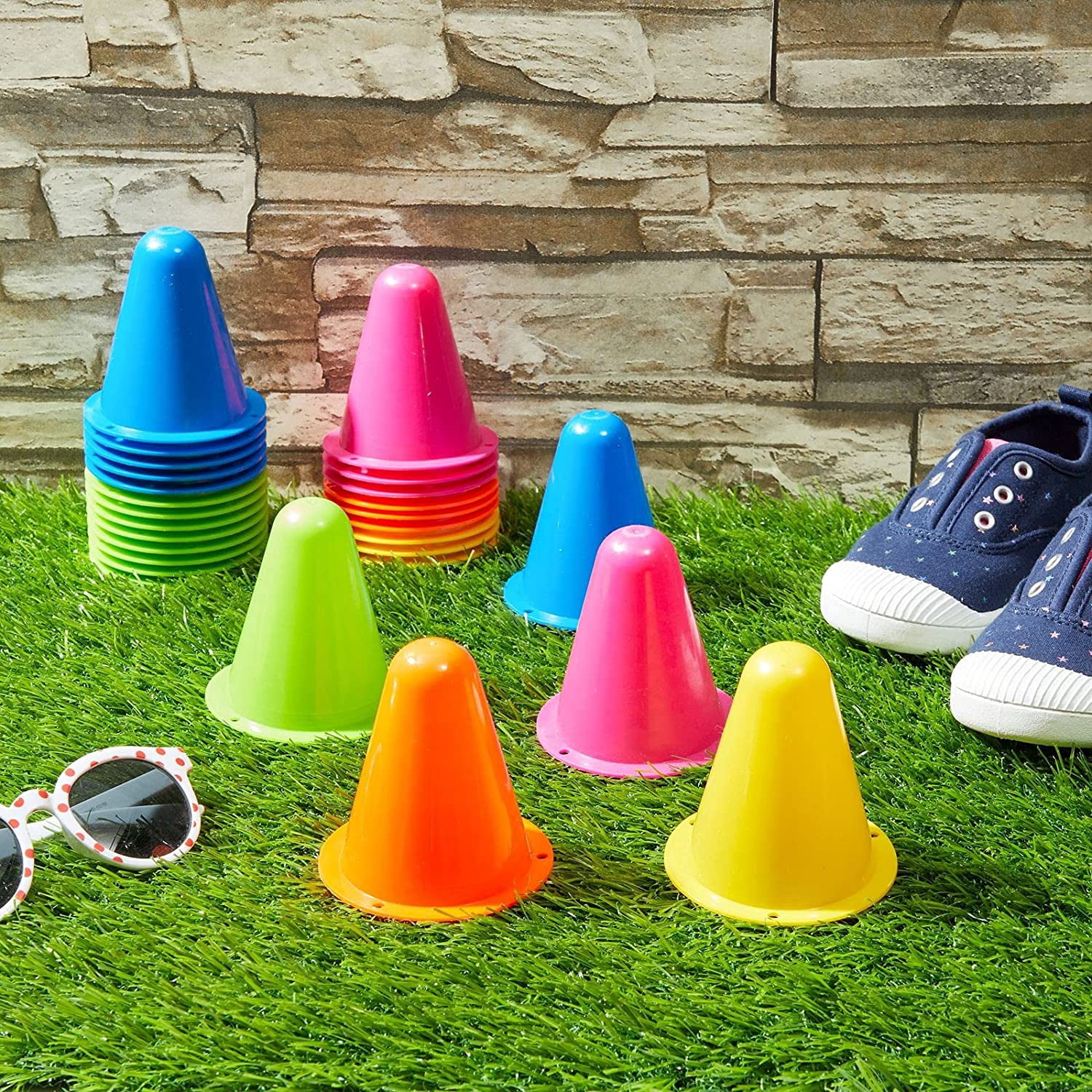 3'' Cones Sports, 50 Pack Soccer Football Basketball Plastic Assorted ...