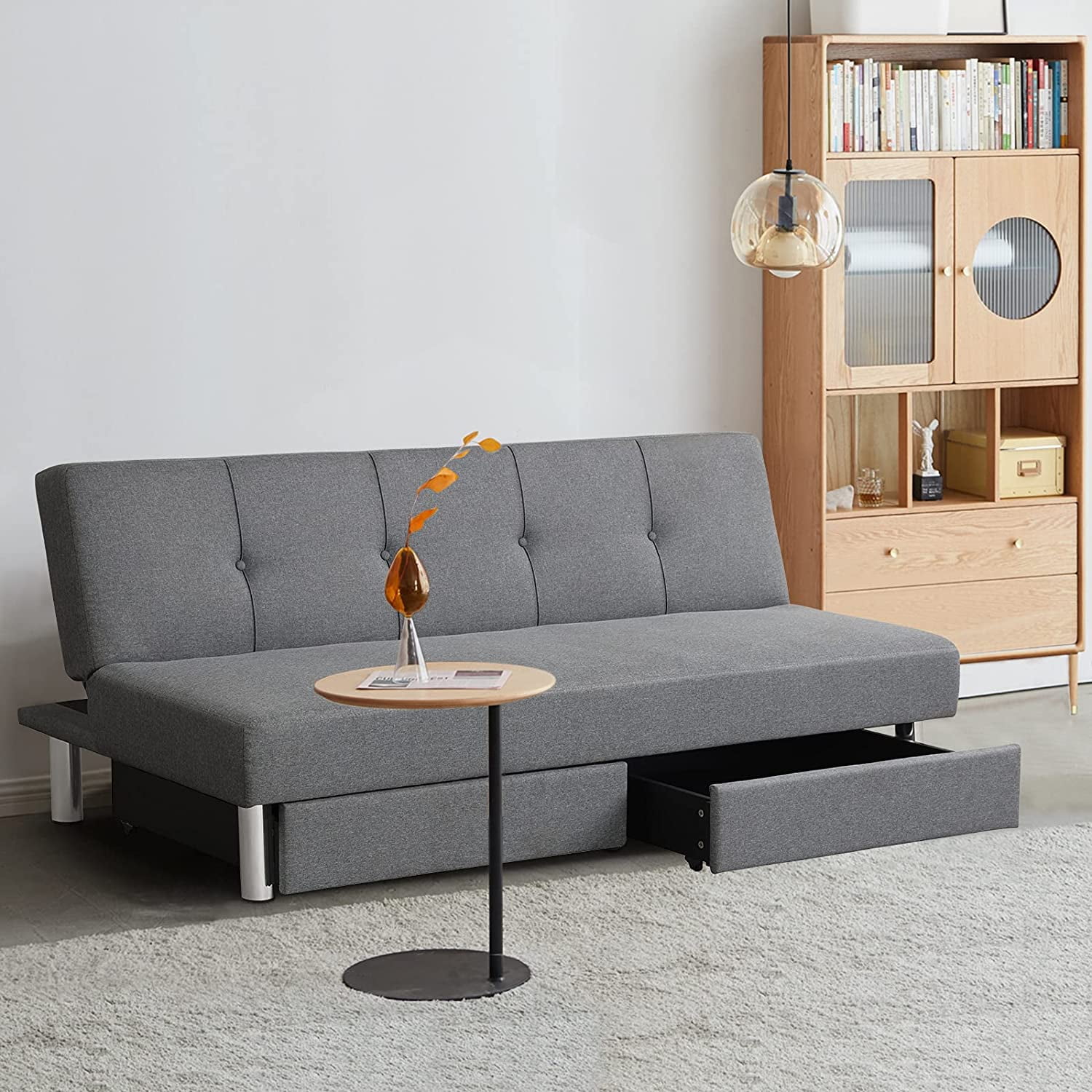 3- Convertible Sofa Bed with 2 Large Drawers, Adjustable Backrest ...