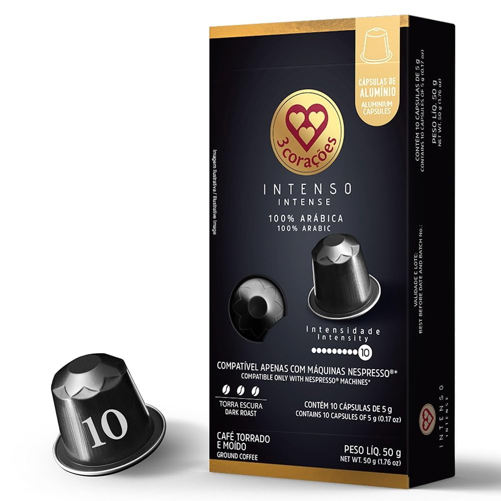 3 Coracoes Espresso Intense Coffee Pods - 50 Pods of Authentic ...