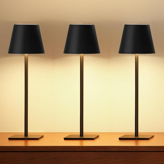 3 Cordless Table Lamp, Operated Lamp - Portable Table Lamp w/ 3 Color ...