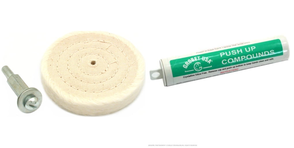 3" Cotton Buffing Wheel & Mandrel & Green Rouge Push-Up Polishing ...