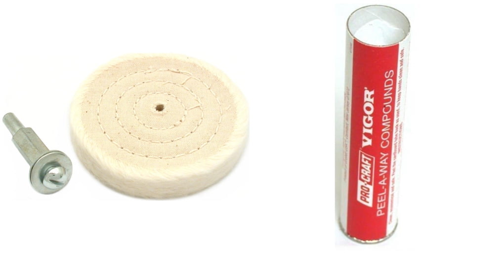 3" Cotton Buffing Wheel With Mandrel & Pro-Craft White Polishing Rouge ...