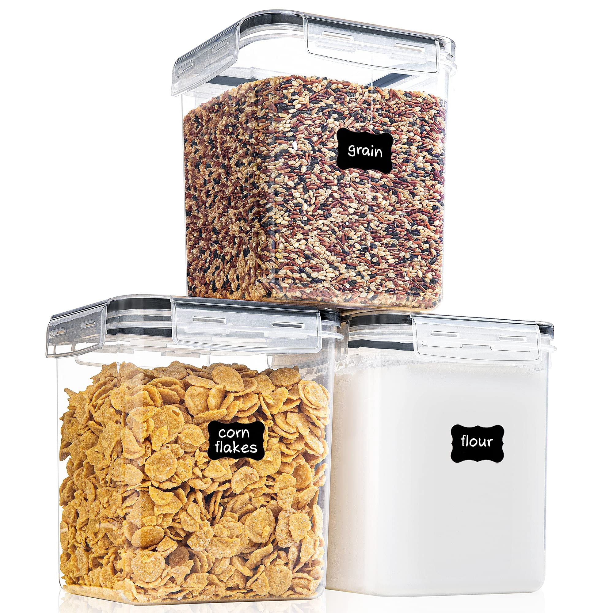 3 Count 2.5 L Food Storage Canisters, Kitchen Pantry Organization ...