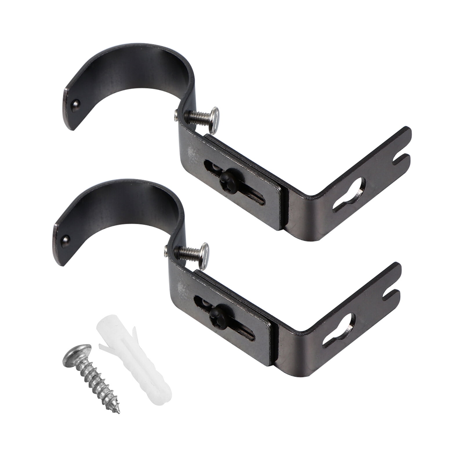 3 Count Adjustable Curtain Rod Brackets Holder Extendable Black ...