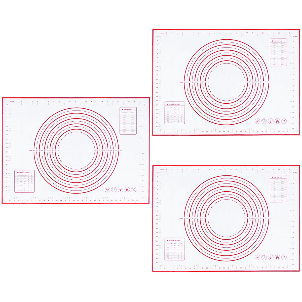 3 Count Bakeware Microwave Pastry Mat with Measurements Dishwasher Safe ...