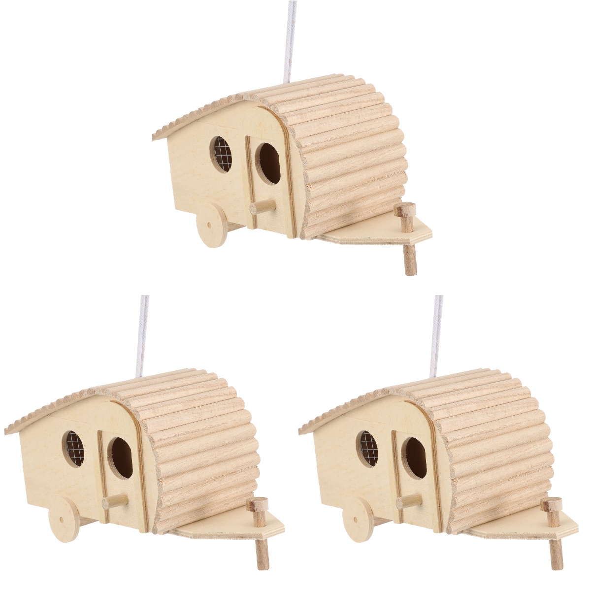 3 Count Bird Nesting Boxes Garden Small Birds Cage Birdhouses for ...