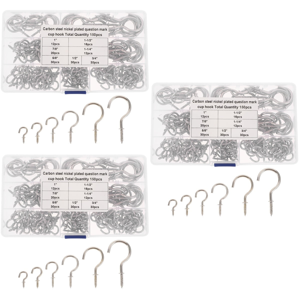 3 Count Ceiling Eye-bolt Hooks Sundries Friendly Wall Silver - Walmart.com